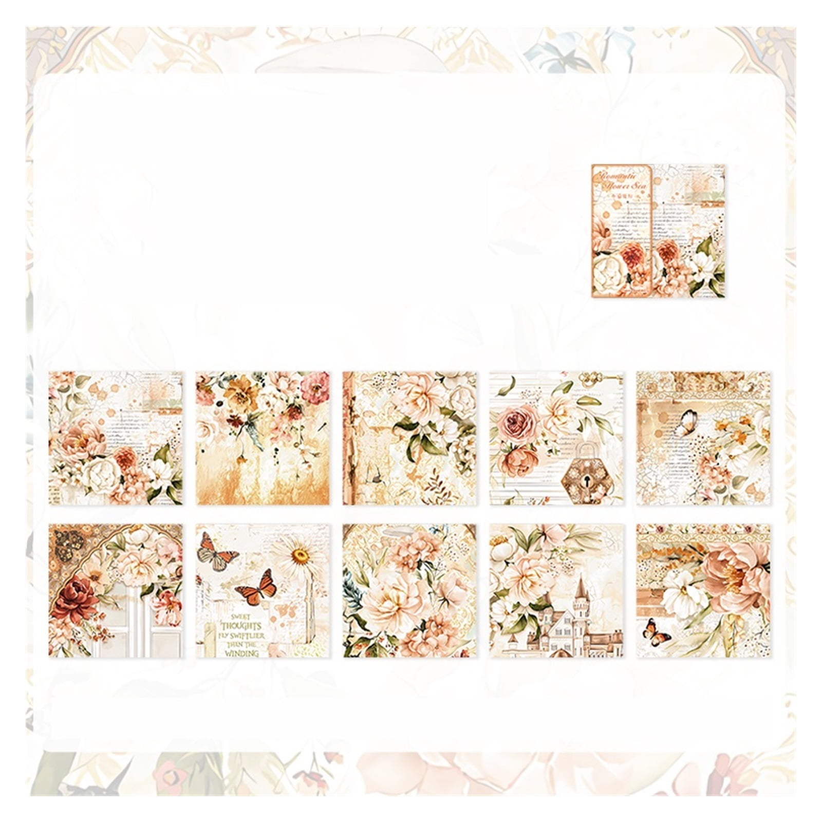 50 Pieces Scrapbook Paper Background Paper Flower Material Decoration ...