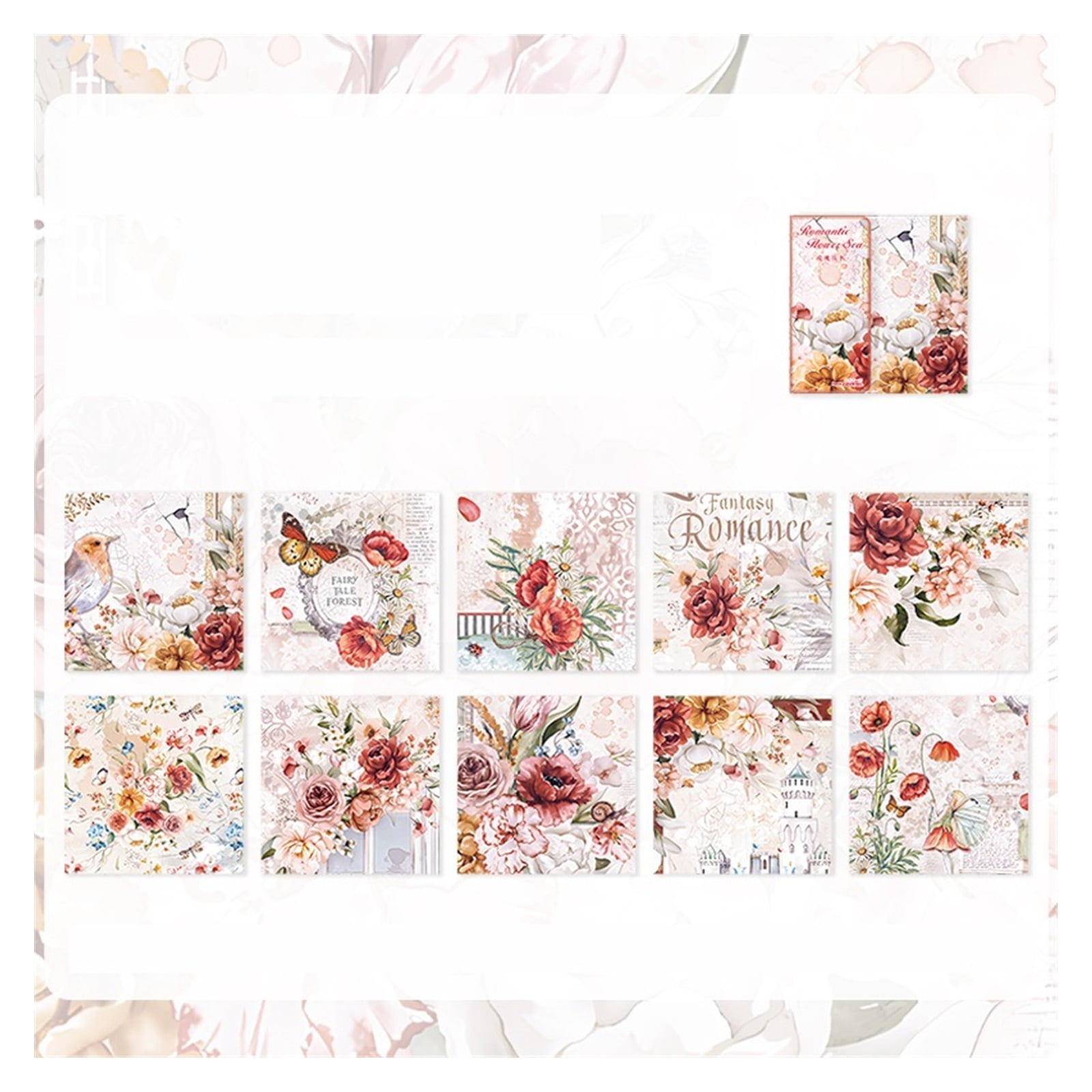 50 Pieces Scrapbook Paper Background Paper Flower Material Decoration ...