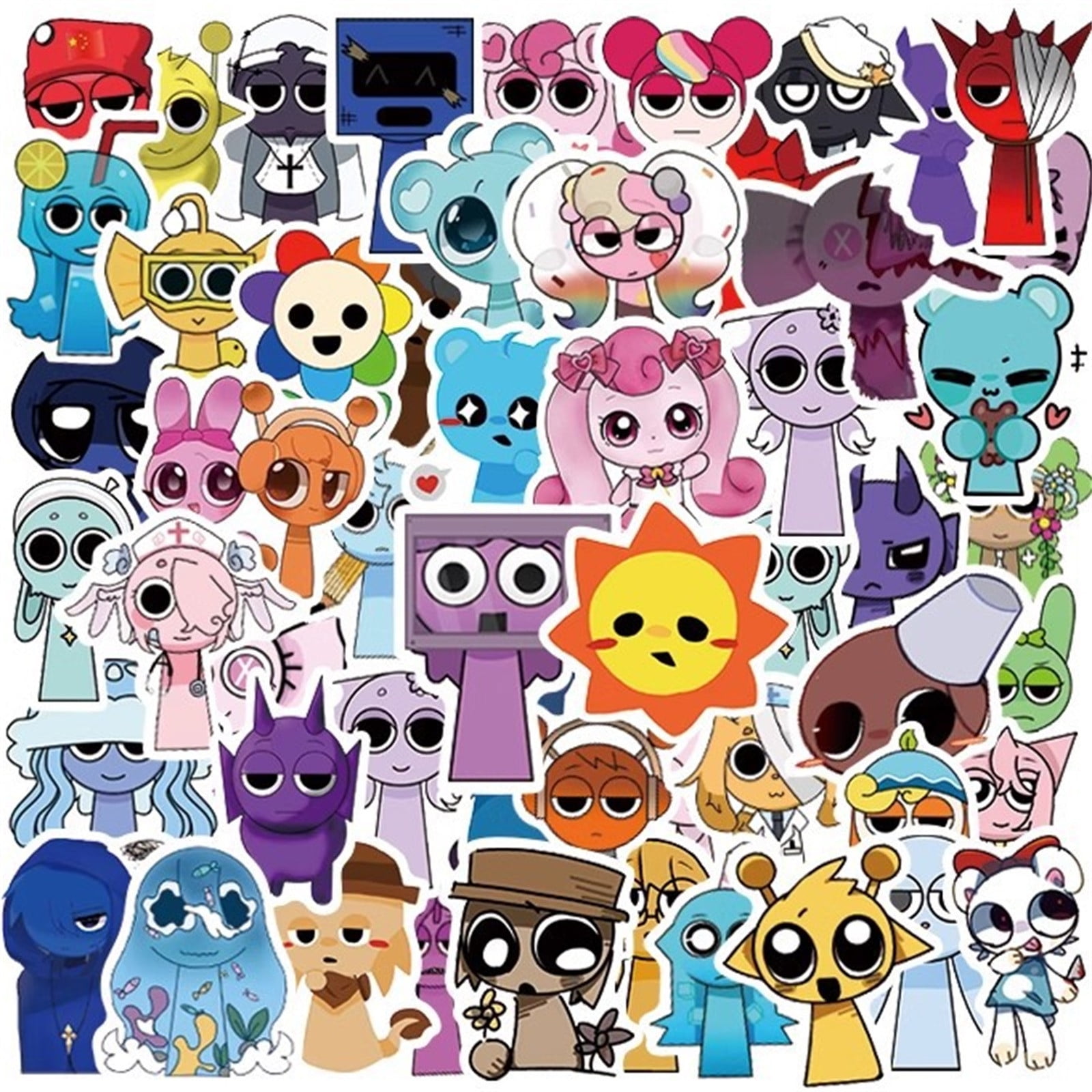 50 Pieces Sprunki Kids Stickers Pack, Sprunki Birthday Decorations ...