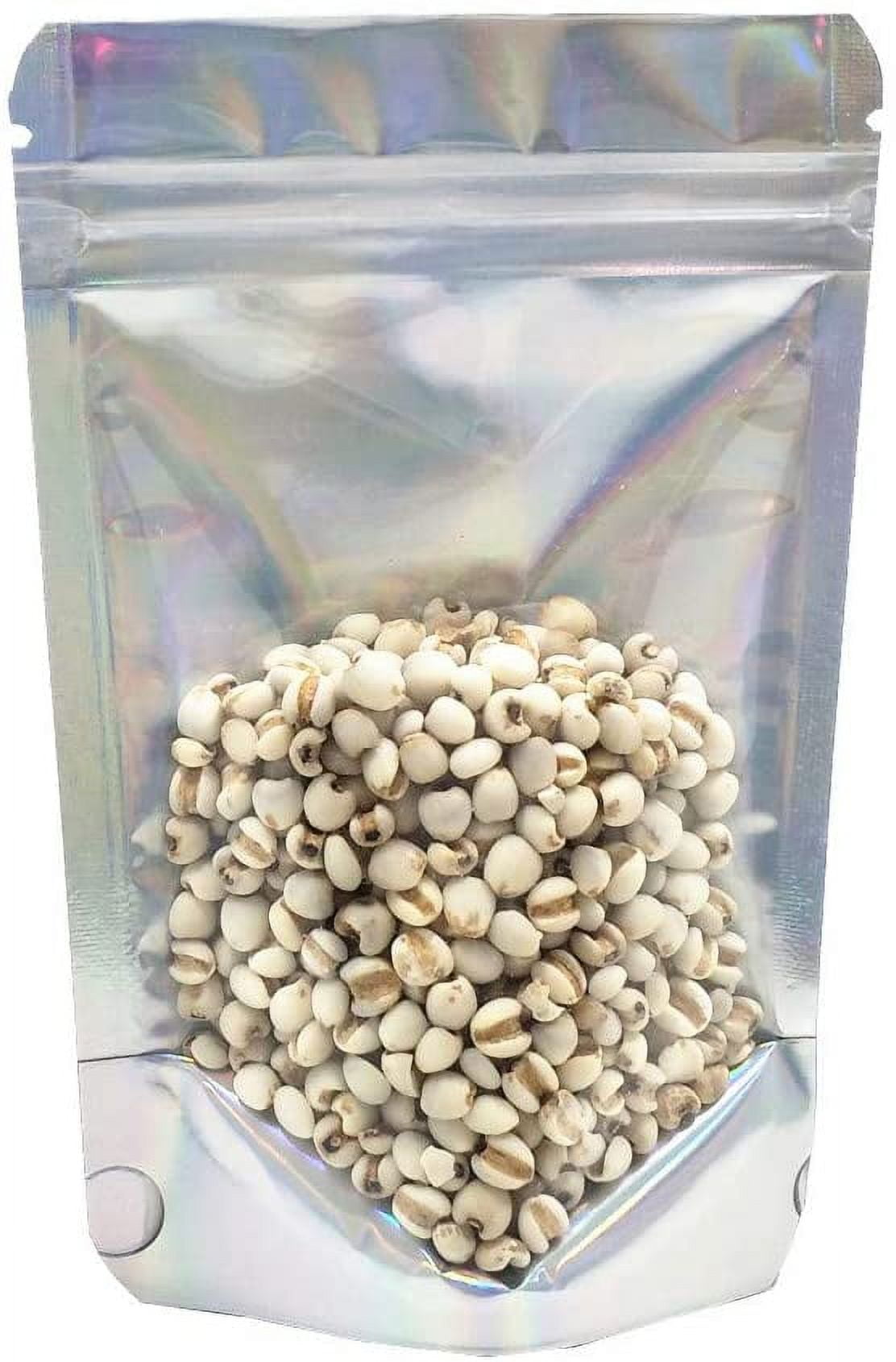 50 Pieces Stand Up Mylar Bags Clear Front Plastic Glittery Silver ...