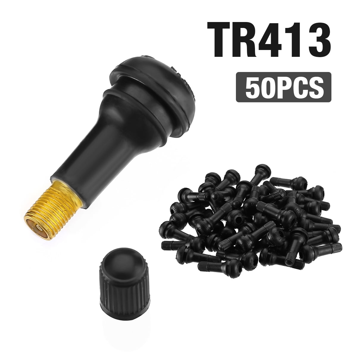 50pcs TR 413 Snap-In Tire Valve Stems, Auto Short Rubber Tubeless ...