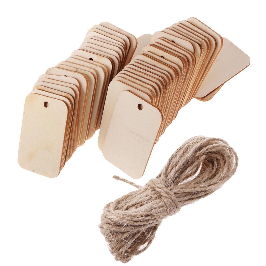50 Pieces Unfinished Wood Slices with Round Holes 52x34mm Log Chips ...