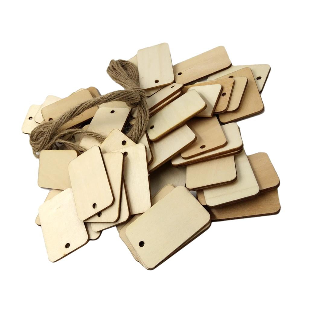 50 Pieces Unfinished Wooden Gift Tags Hanging Label For Wedding Party ...