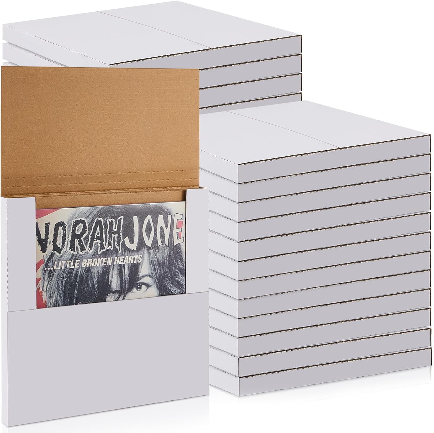 50 Pieces Vinyl Shipping Boxes 12.5" x 12.5" x 1" White Vinyl Record ...