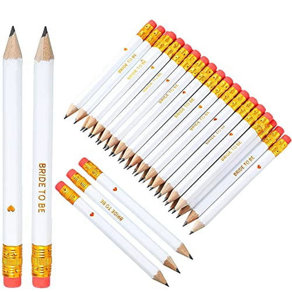 50 Pieces Wedding Pencils Pre-Sharpened Half Pencil with Eraser Bridal ...
