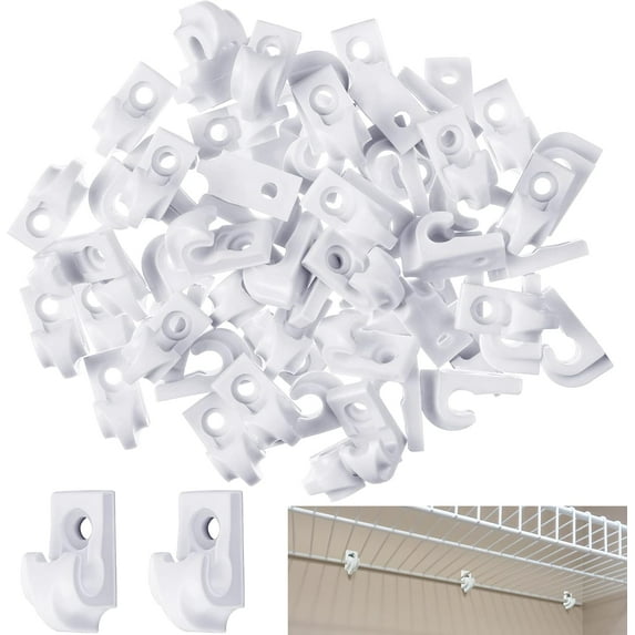 50 Pieces Wire Shelf Clips Down Wall Brackets Wire Shelving Accessories ...