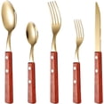 50 Pieces Wood Handle Flatware Set 304 Stainless Steel Cutlery Set ...