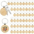 50 Pieces Wood Keychain Blanks, Unfinished Wood Key Chain Crafts with ...