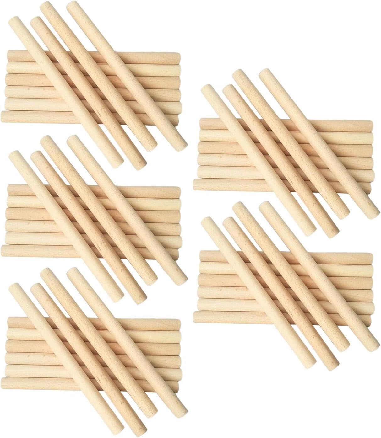 50 Pieces Wooden Dowel Rods Wood Dowels, Round Wooden Sticks for Craft ...