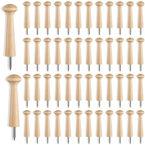 50 Pieces Wooden Shaker Peg Screw-on Pegs 3.62 Inch Long Unfinished ...