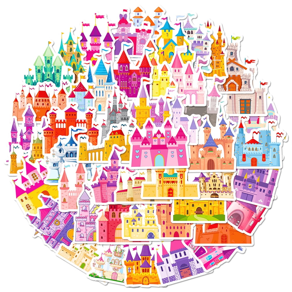 50 Pink Castle Stickers for Children, Girls, Princesses, Magic Dreams ...