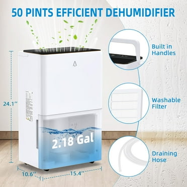 2500 Sq.Ft Dehumidifiers for Home with Drain Hose Max 34 Pints ...