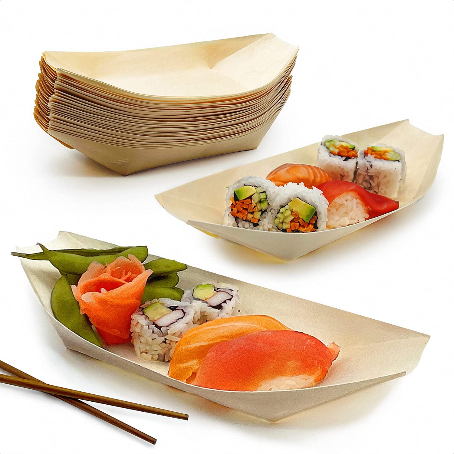 50 Pk Extra Large 10" Biodegradable Sushi Boats. 100% Disposable ...