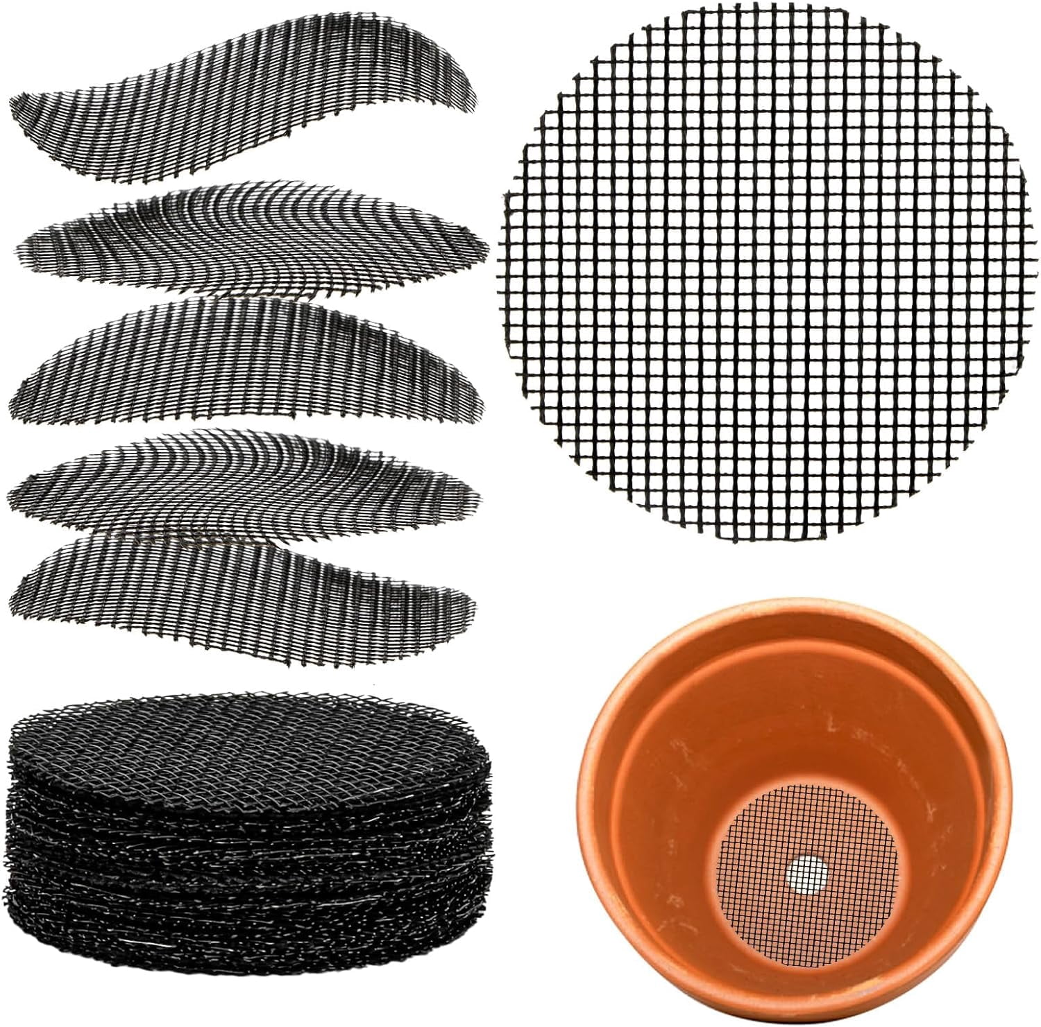 50 Plant Pots Hole Mesh Pad - Flower Pot Mesh Mat Terrarium Potting Eye ...