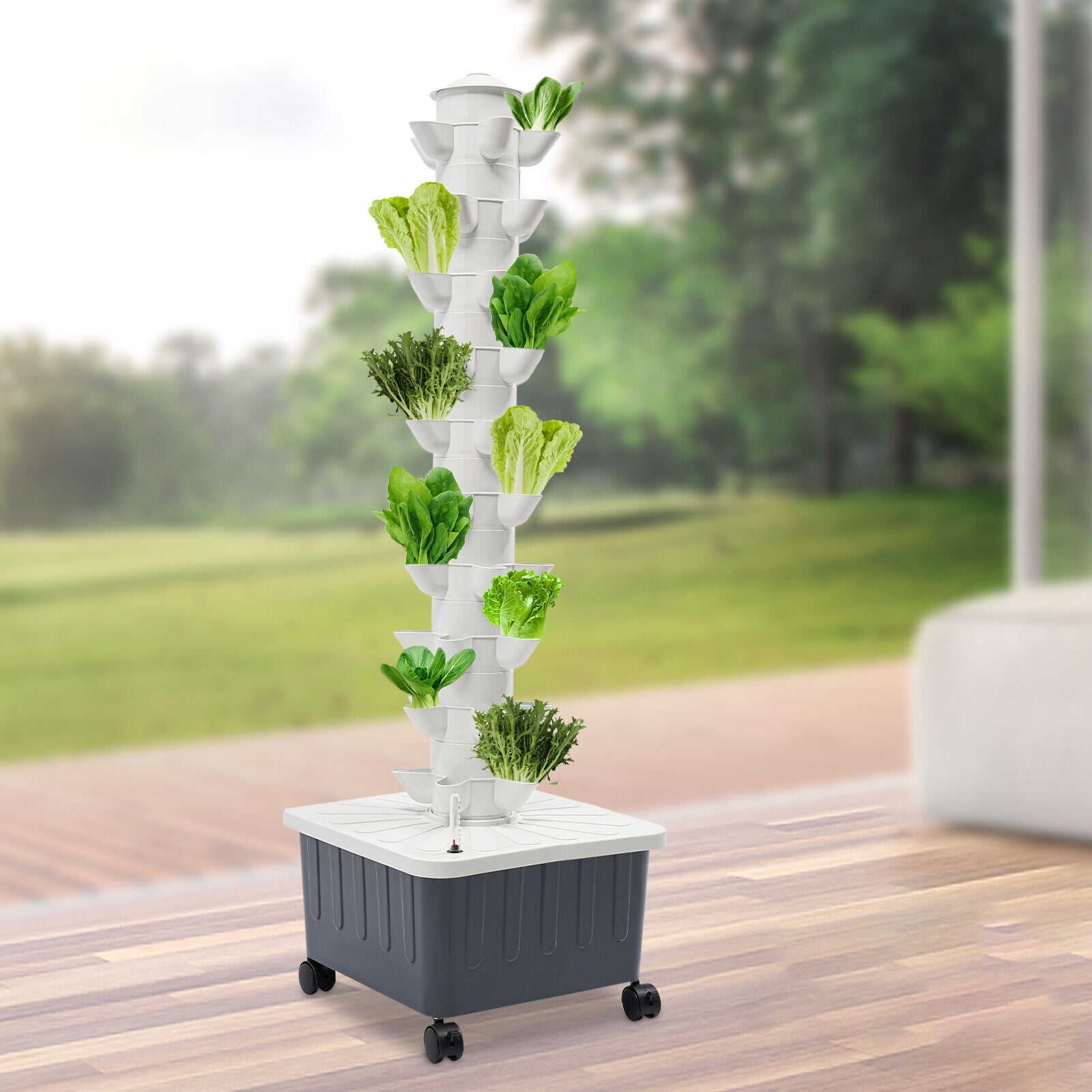 50-Plant Vertical Vegetable Plant Tower Hydroponics Growing Box Kit 10W ...