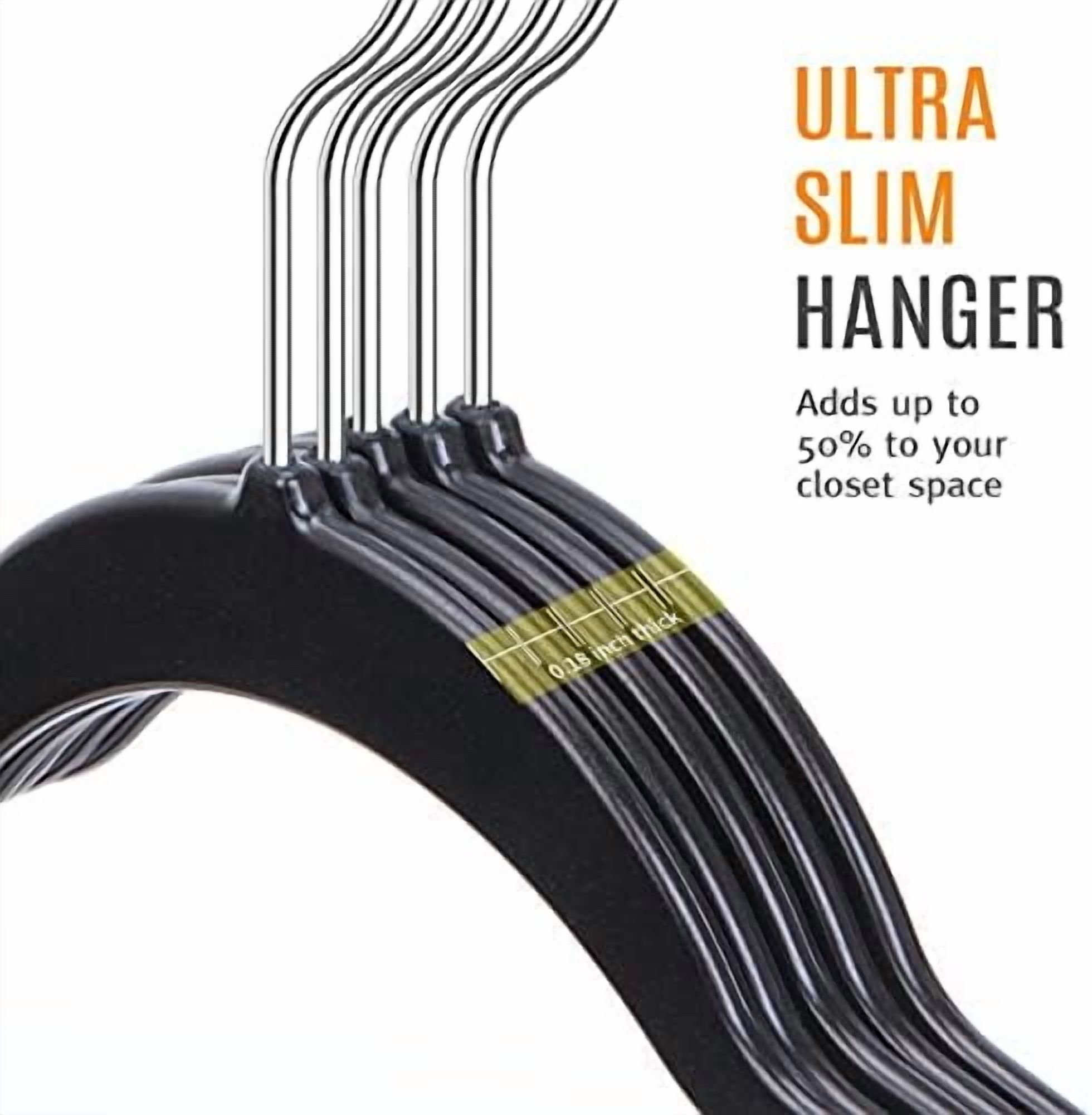 50 Plastic Hangers 17.7 Inch - Velvet Non-Slip, Space Saving Closet ...