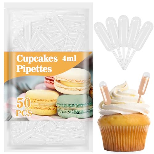 50 Plastic Pipettes Dropper for Cupcakes - 4ml Disposable Cupcake ...