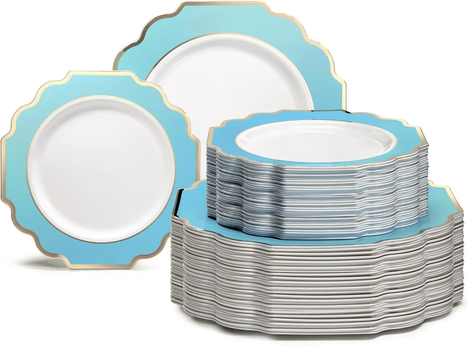 50 Plates Pack (25 Guests)-Heavyweight Wedding Party Disposable Plastic ...