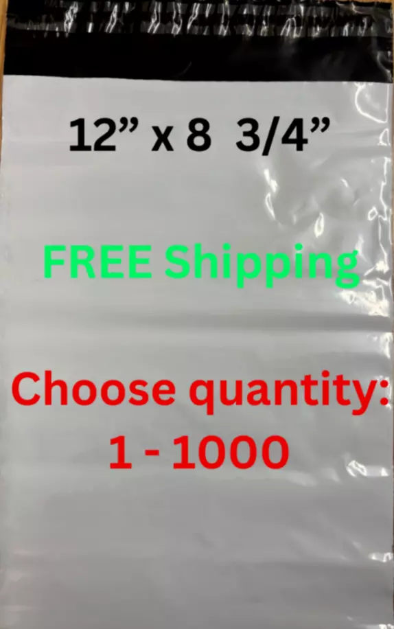 50 Poly Mailers Shipping Envelopes Self Sealing Plastic Mailing Bags 12" x 8 3/4" Tear-Proof ...
