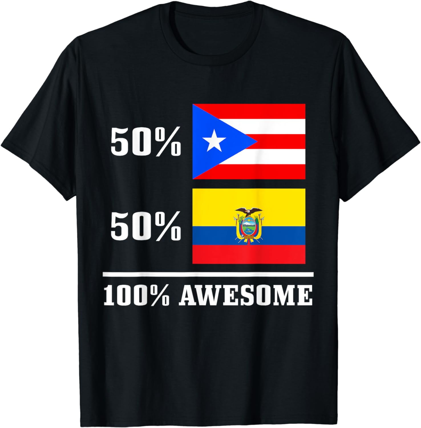 50% Puerto Rico 50% Ecuador Puerto Rican Ecuadorian Pride T-Shirt ...