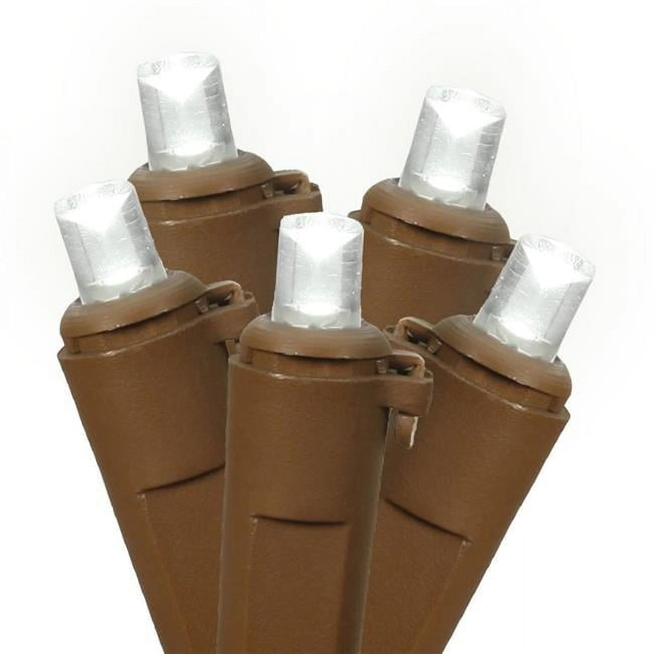 50 Pure White Wide Angle LED Lights on Brown Wire, 25 ft. Christmas ...