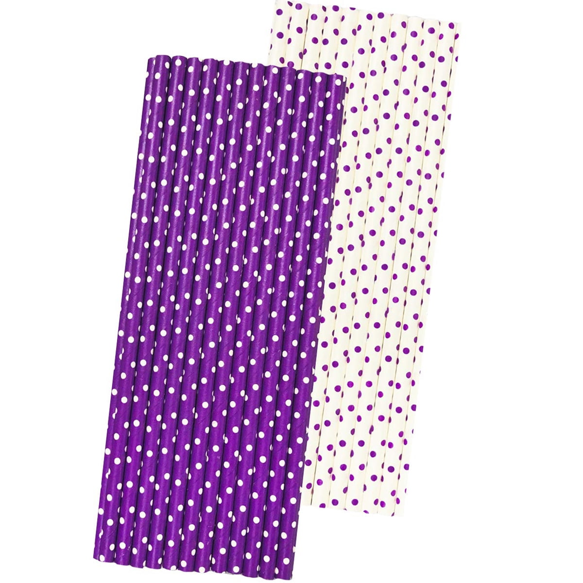 50 Purple Polka Dot Paper Straws - Walmart.com