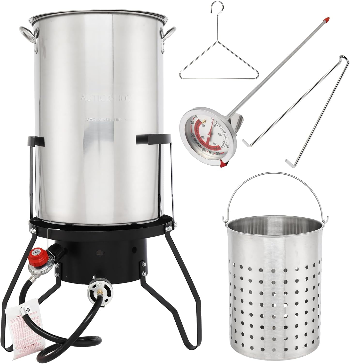 50 Qt Turkey Deep Fryer Set, Aluminum Fish & Seafood Boiler Steamer ...