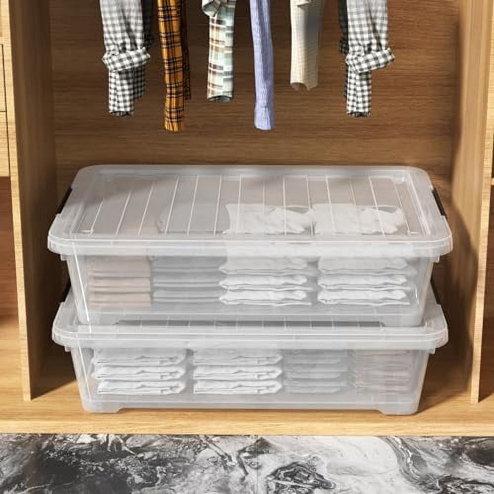 50 Qt Wheeled Underbed Storage Box, Large Clear Plastic Storage Bins ...