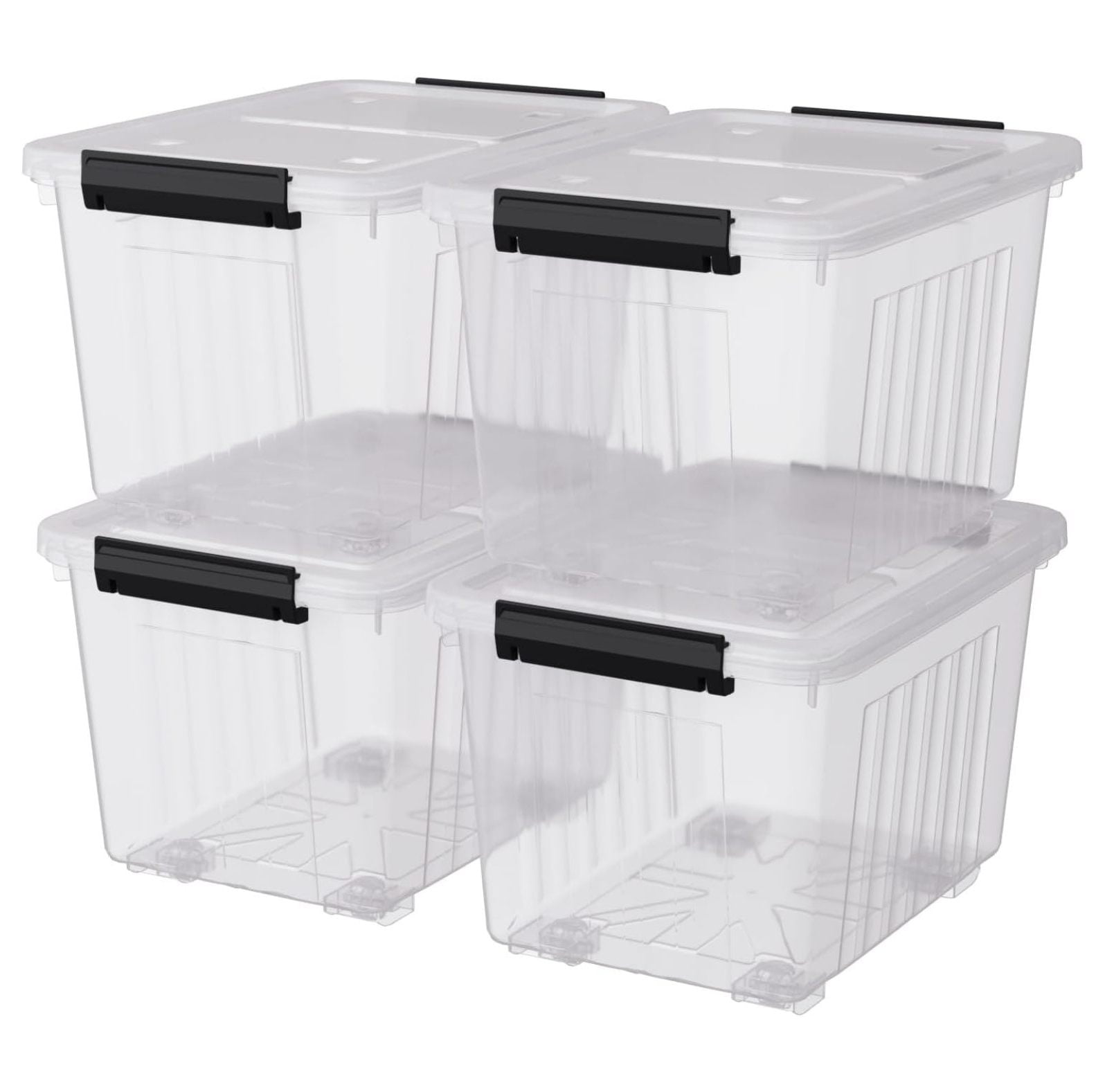 50 Quart Clear Large Storage Totes with Wheels, Plastic Storage Box ...