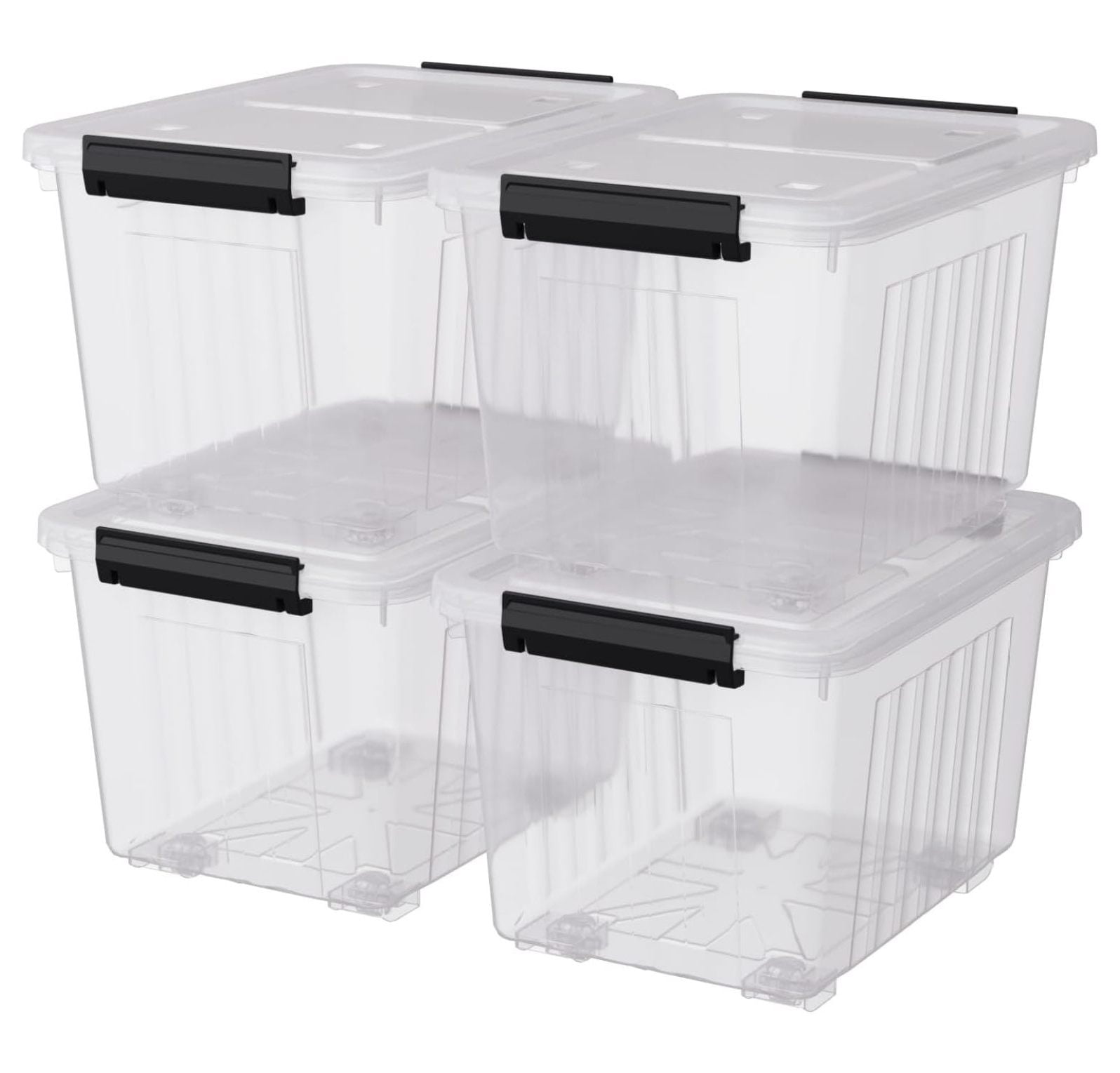 50 Quart Clear Large Storage Totes with Wheels, Plastic Storage Box ...