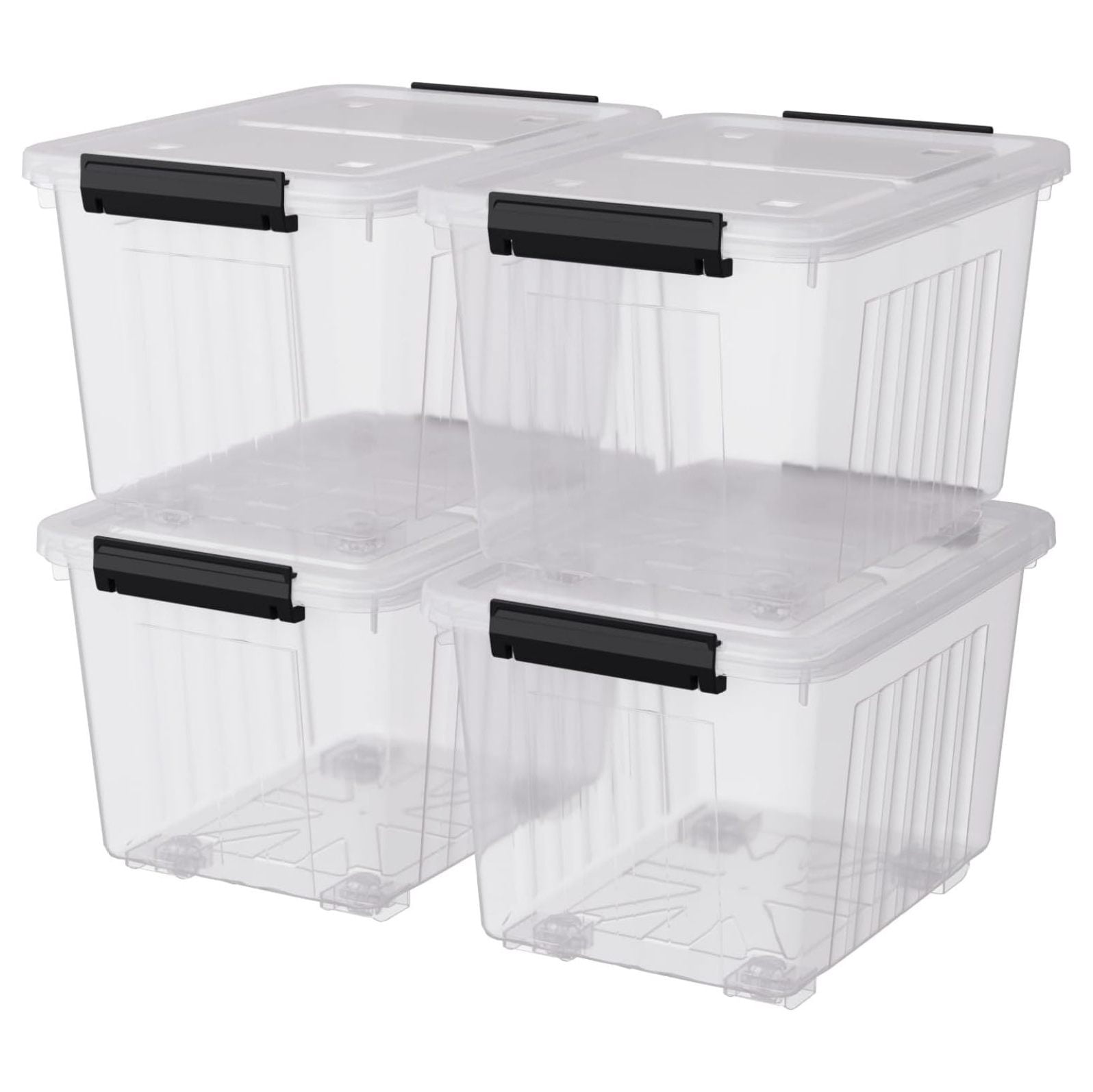 50 Quart Clear Large Storage Totes with Wheels, Plastic Storage Box ...