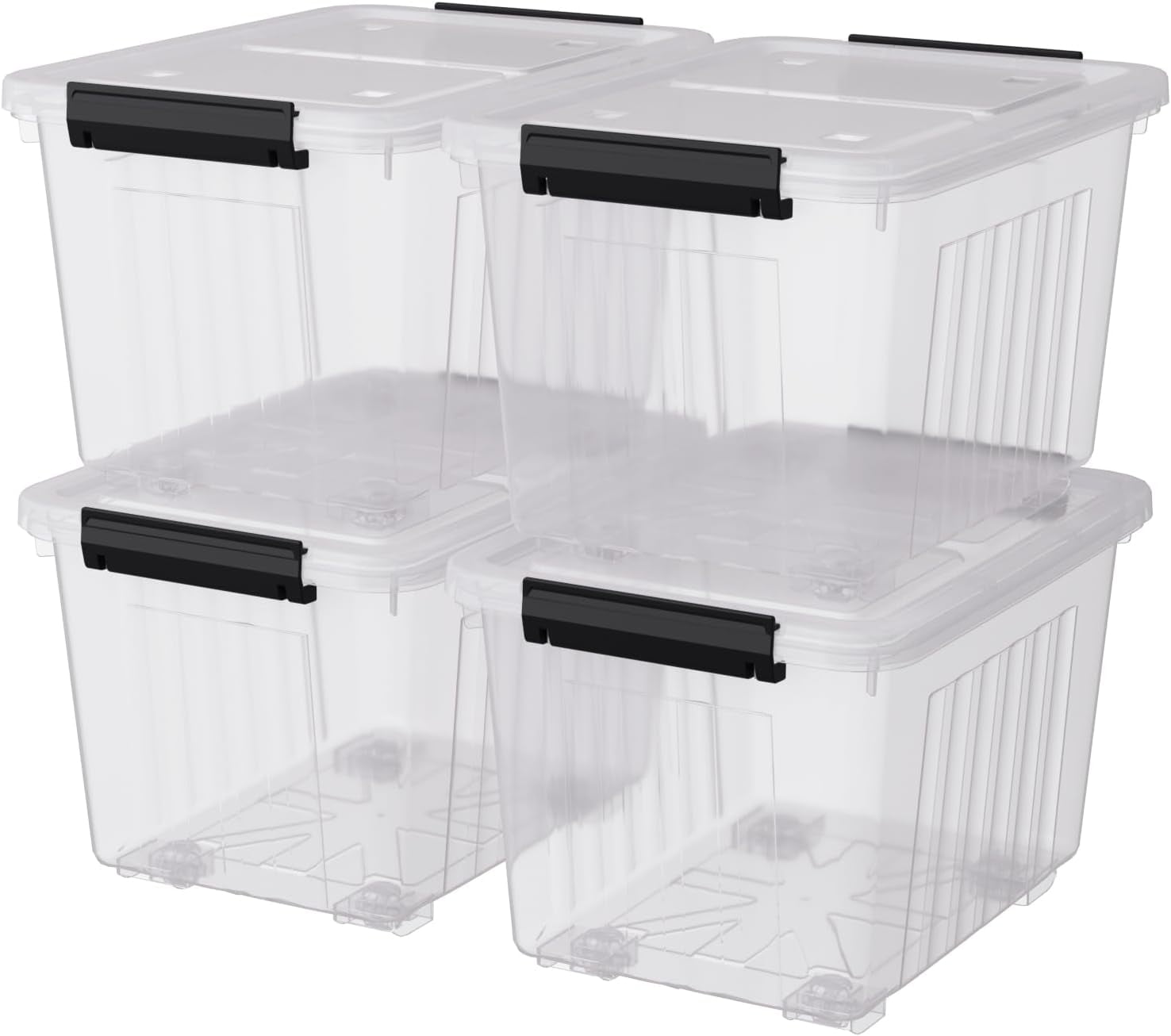 50 Quart Clear Large Storage Totes with Wheels, Plastic Storage Box ...