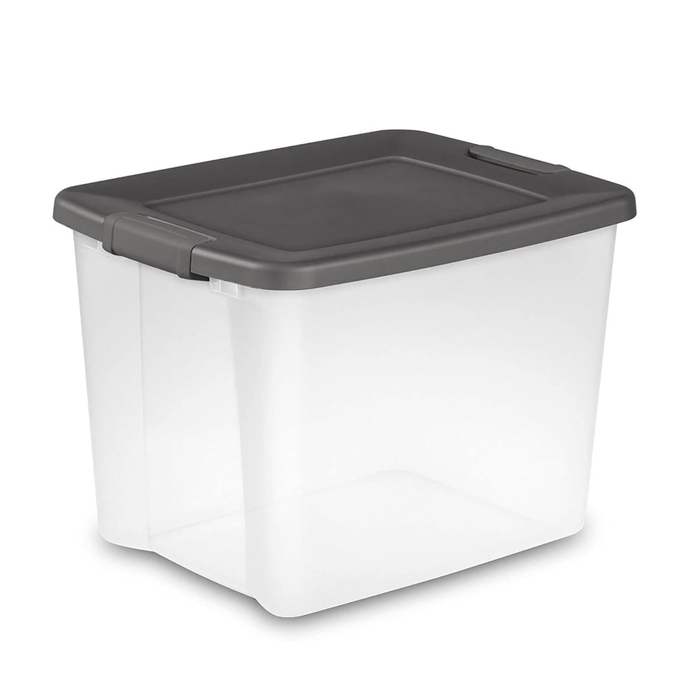 50 Quart Clear Latched Box, Stacking Plastic Storage Container with Lid ...