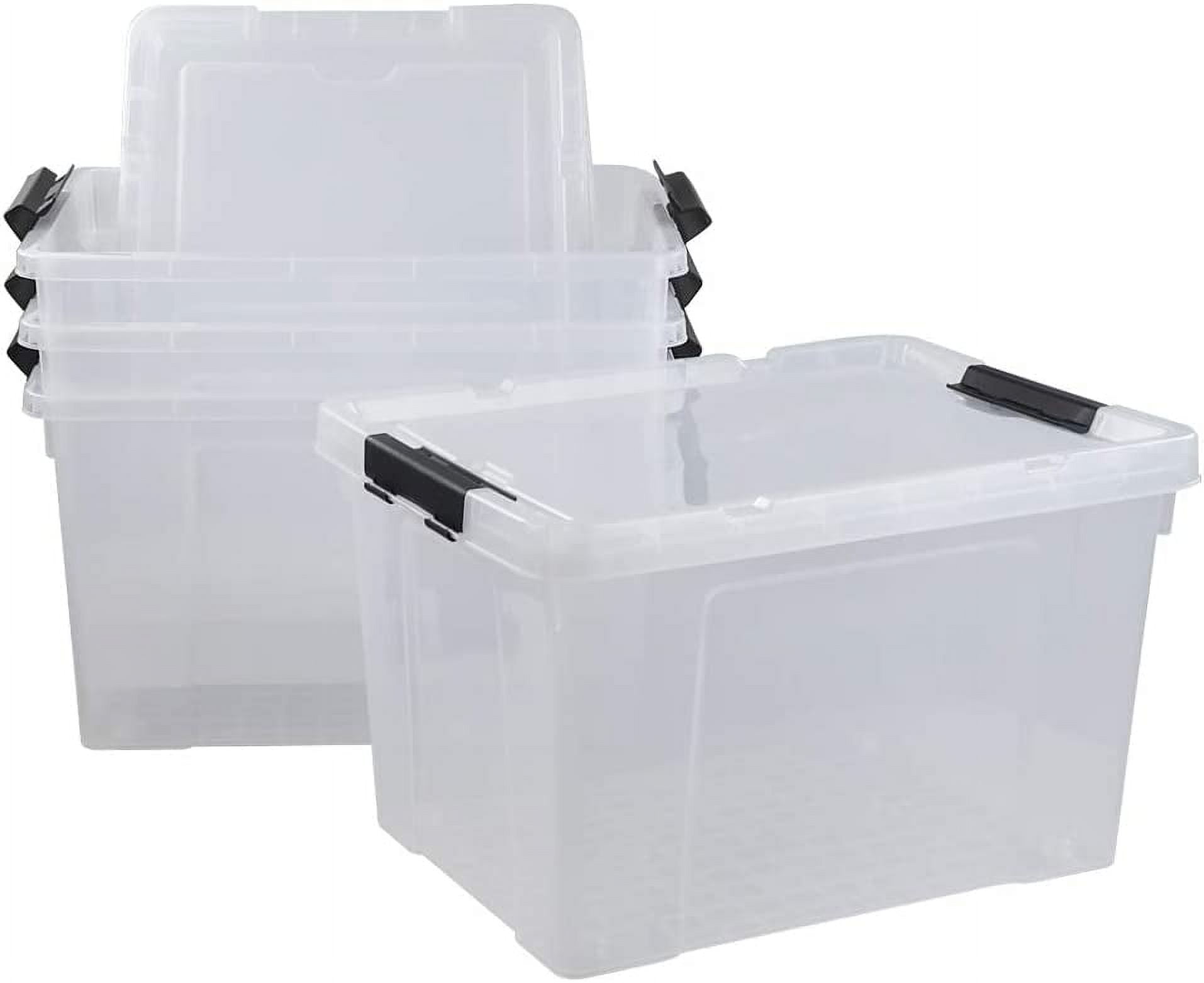 50 Quart Clear Plastic Storage Box Bin with Wheels, 4 Packs - Walmart.com