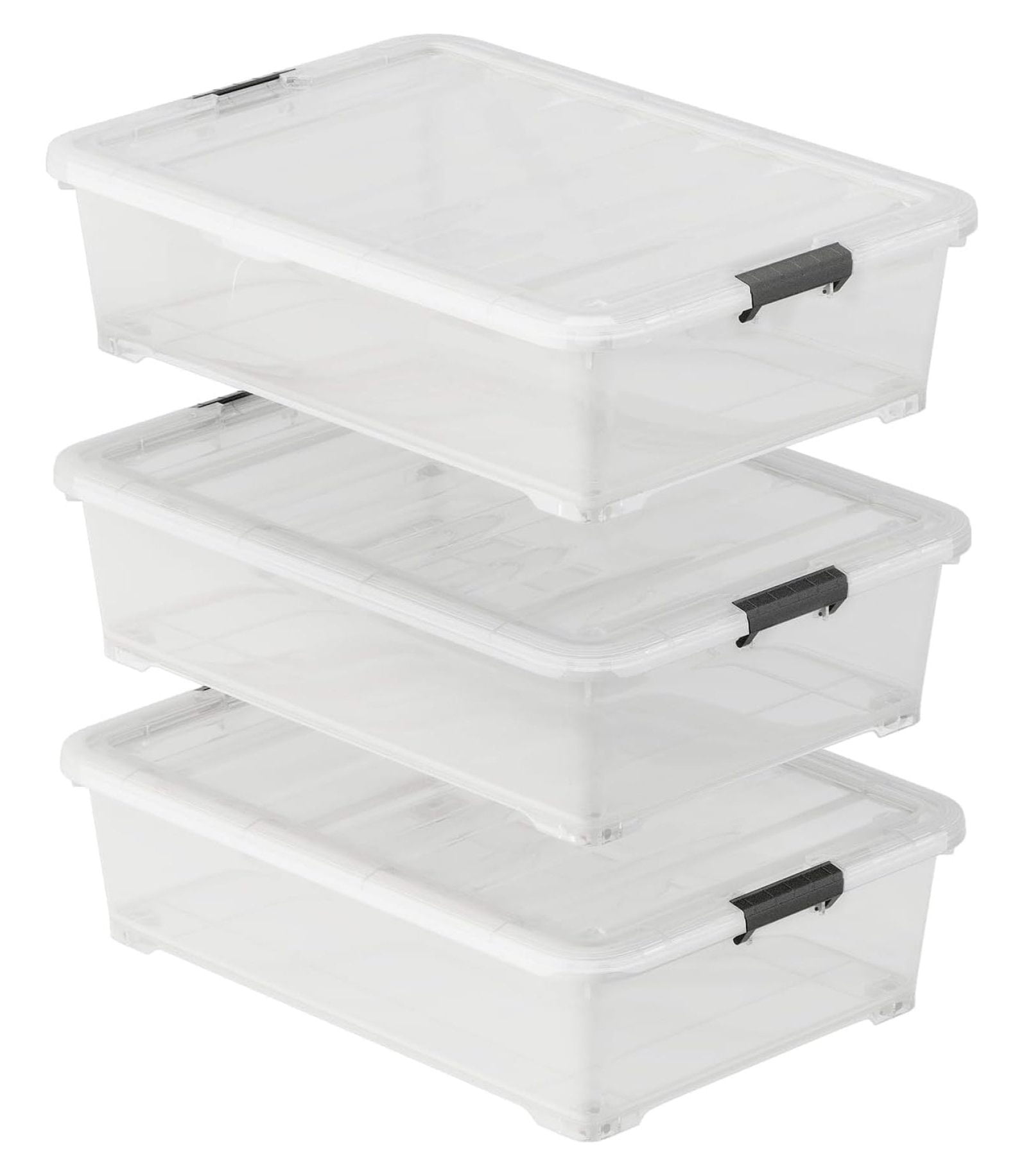 50 Quart Clear Plastic Under Bed Storage Box, 3-Pack Under Bed Storage ...