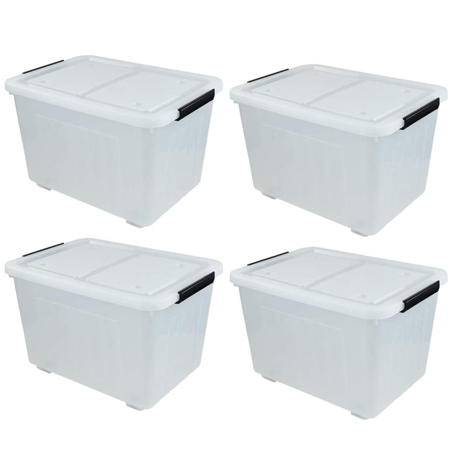 50 Quart Clear Storage Bin, Large Plastic Stackable Box with Lid, 4 ...