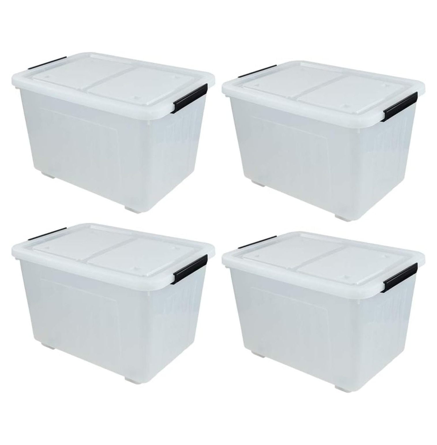 50 Quart Clear Storage Bin, Large Plastic Stackable Box with Lid, 4 ...