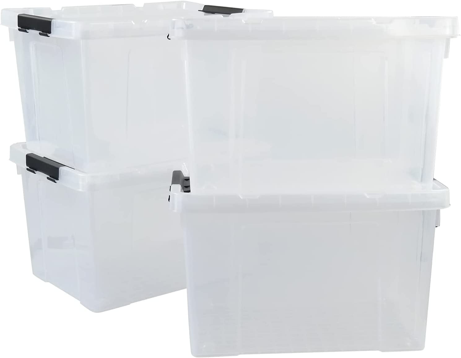 50 Quart Clear Storage Containers with Lid/Wheels, Large Rolling ...