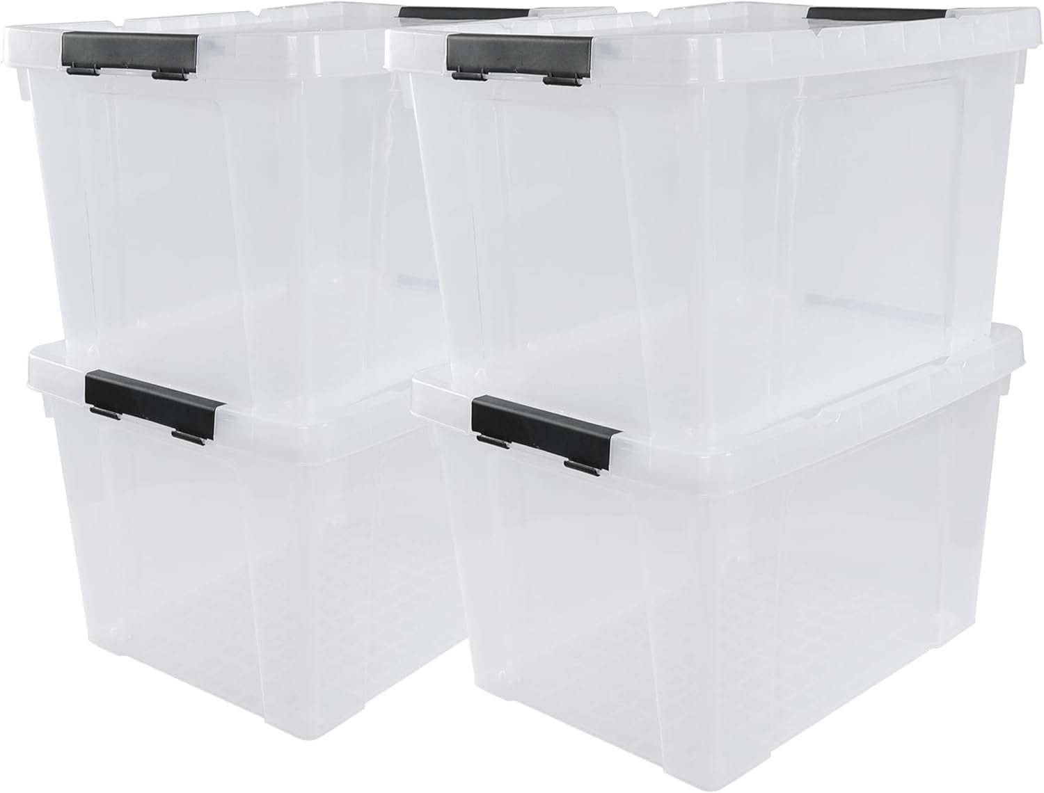 50 Quart Large Plastic Clear Storage Box with Wheels, Clear Totes for ...