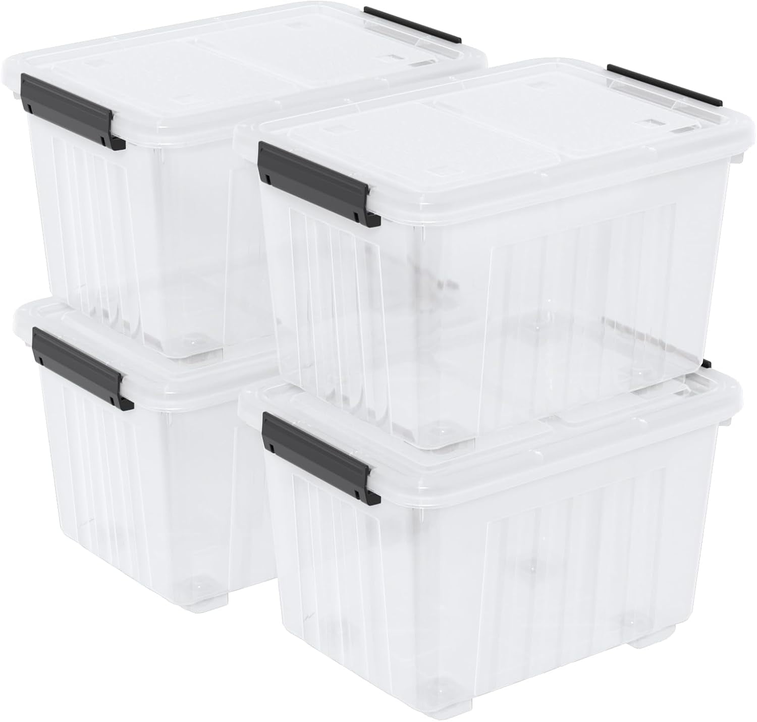 50 Quart Large Plastic Storage Box with Wheels, Latching Box with Lid ...