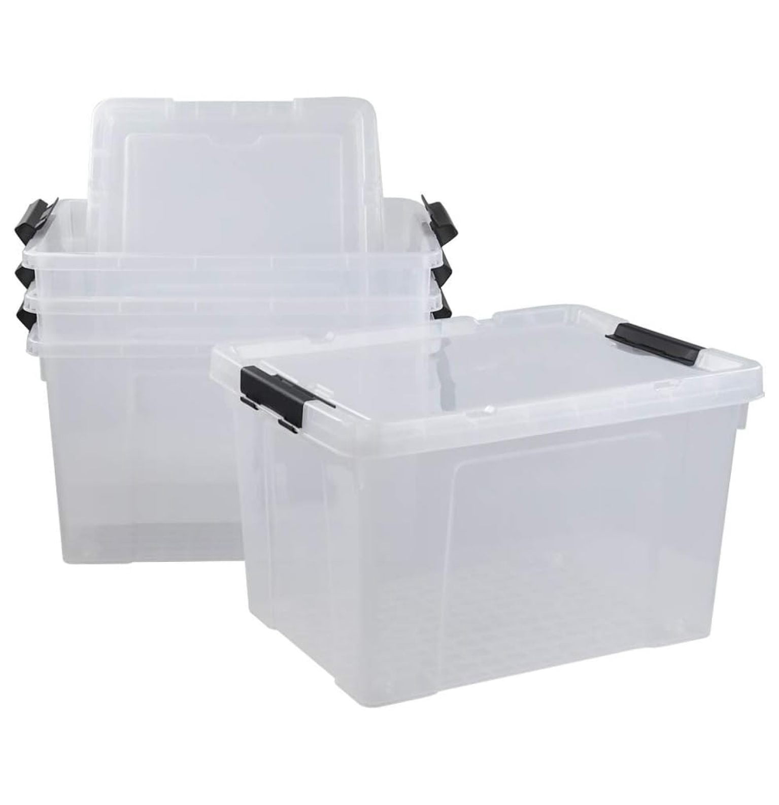 50 Quart Large Storage Bins with Lids, 4 Packs Plastic Clear Storage ...