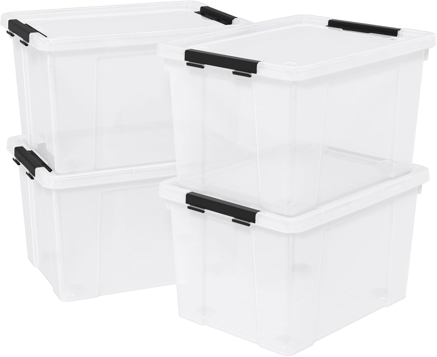 50 Quart Large Storage Box, Clear Plastic Storage Bin with Wheels, 4 ...