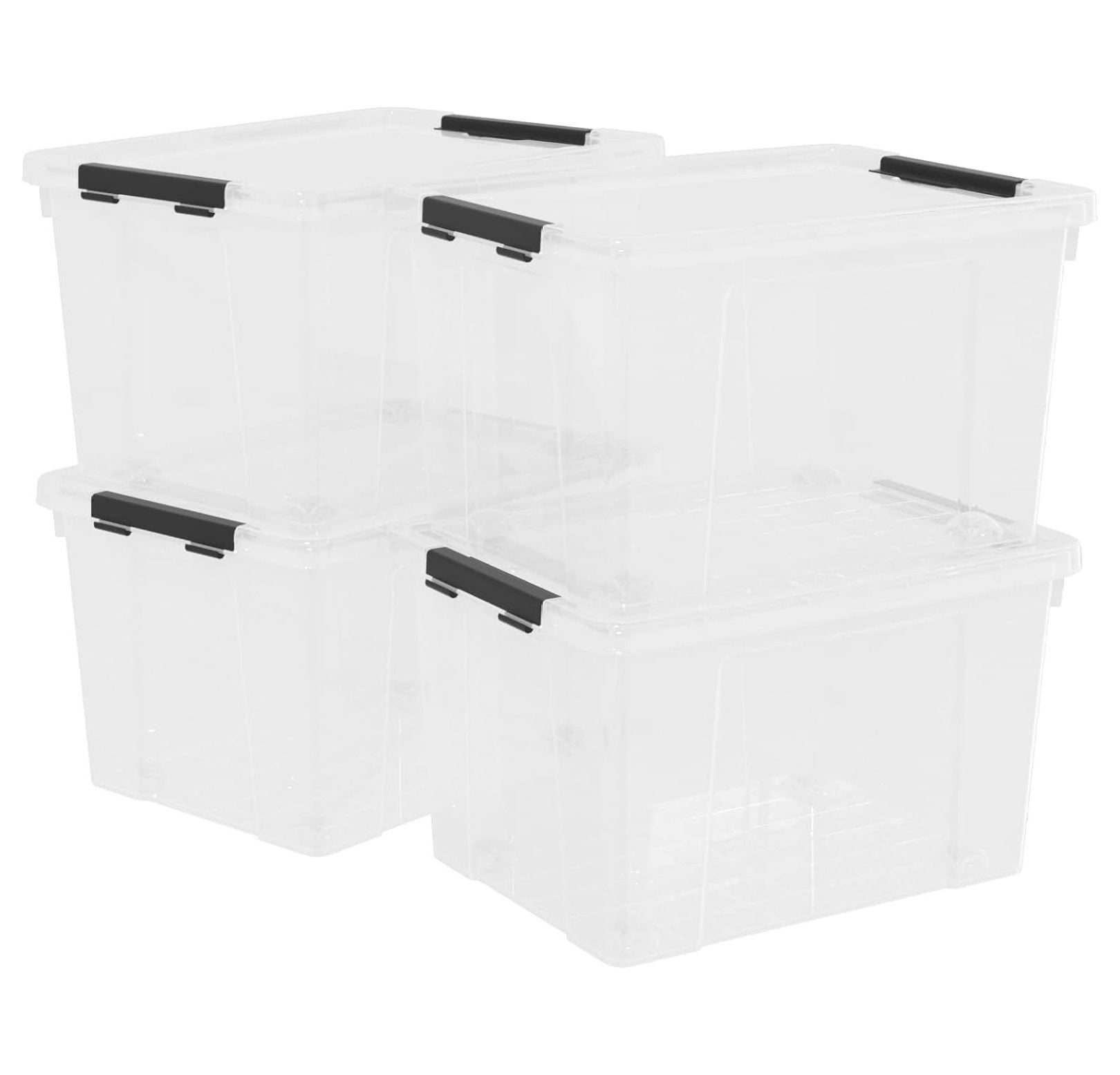 50 Quart Plastic Storage Bins with Lids and Wheels, Large Clear Plastic ...