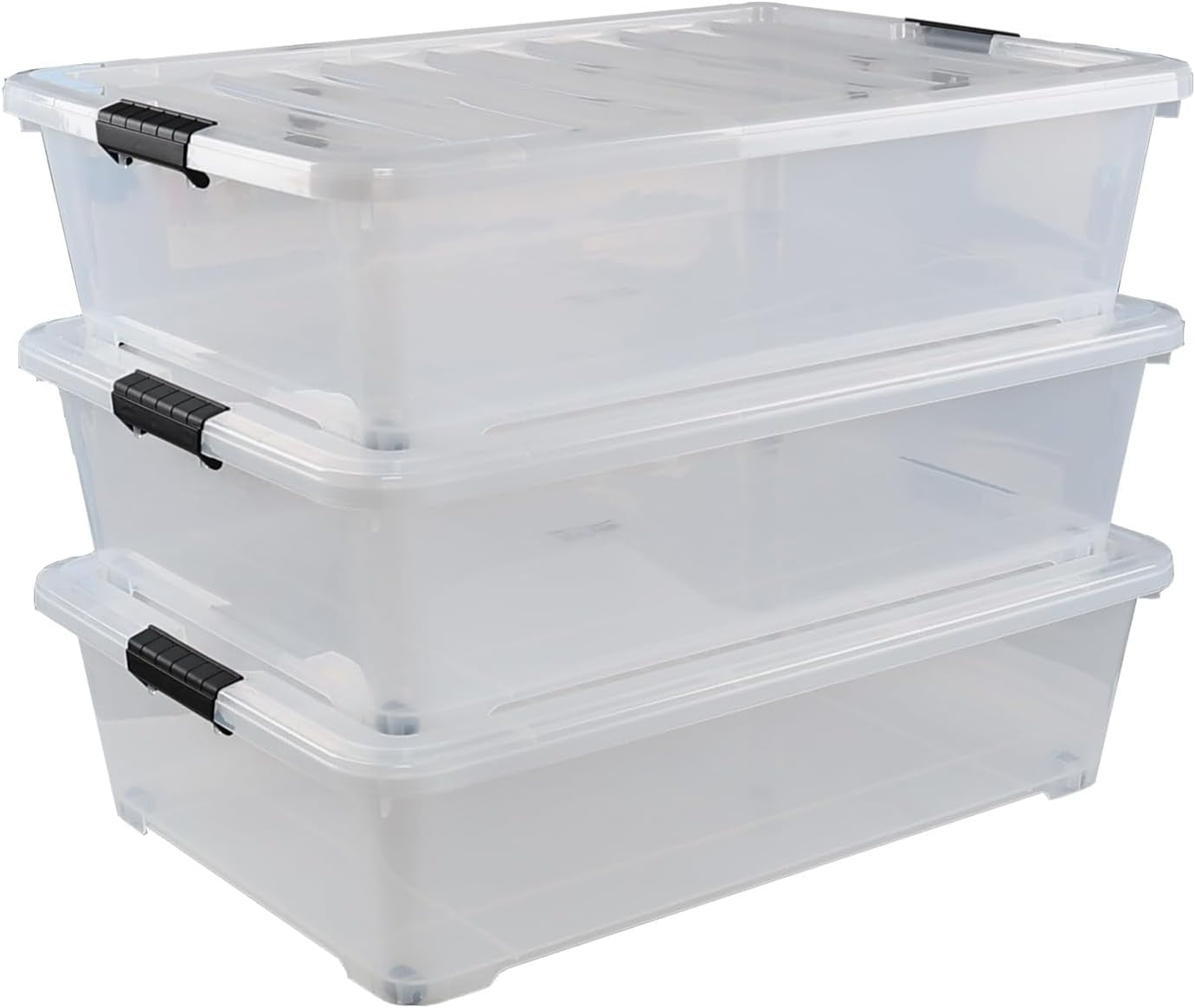 50 Quart Plastic Under Bed Storage Box, Clear Underbed Storage ...