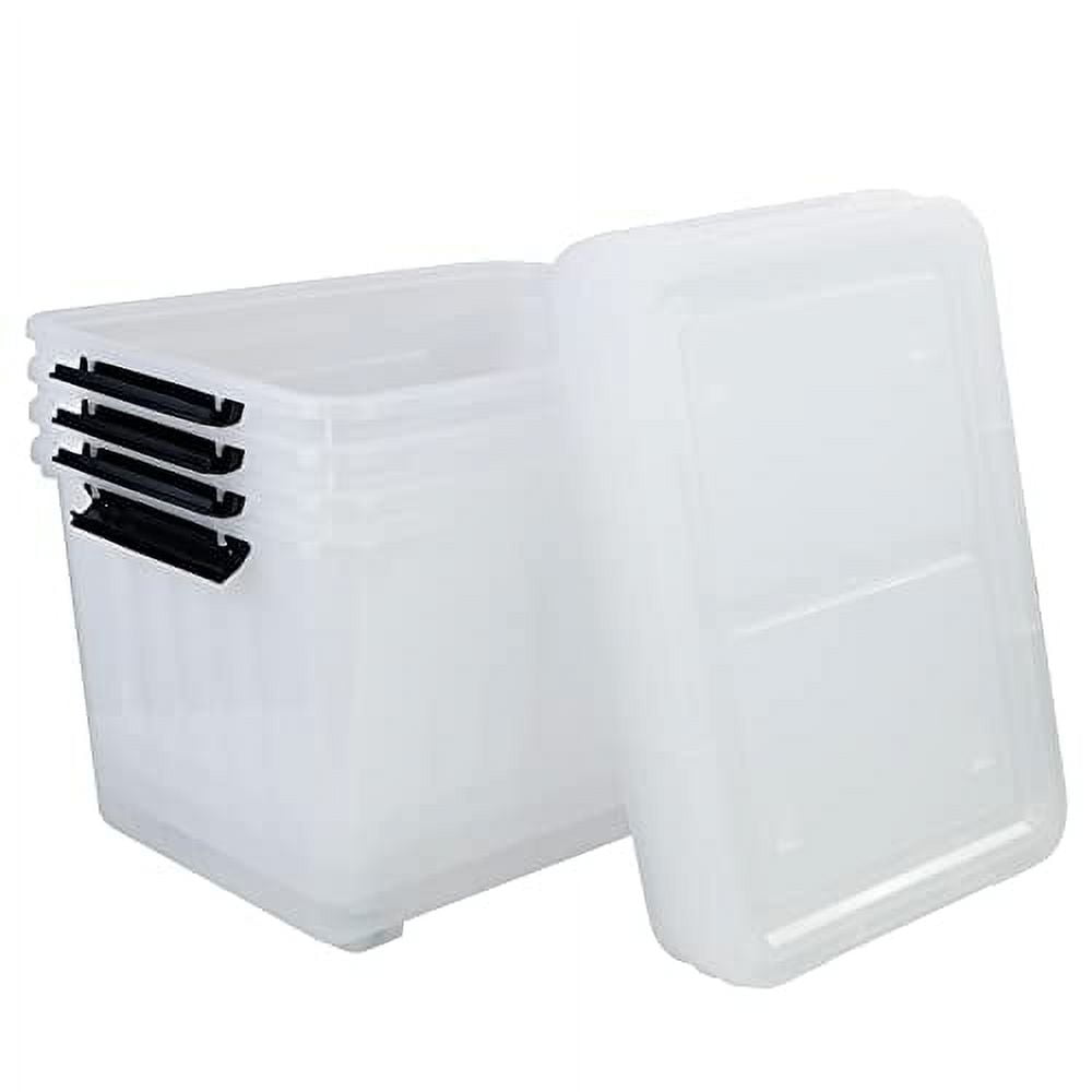 50 Quart Plastic Wheeled Storage Bin, 4 Packs, Plastic Latching Storage ...