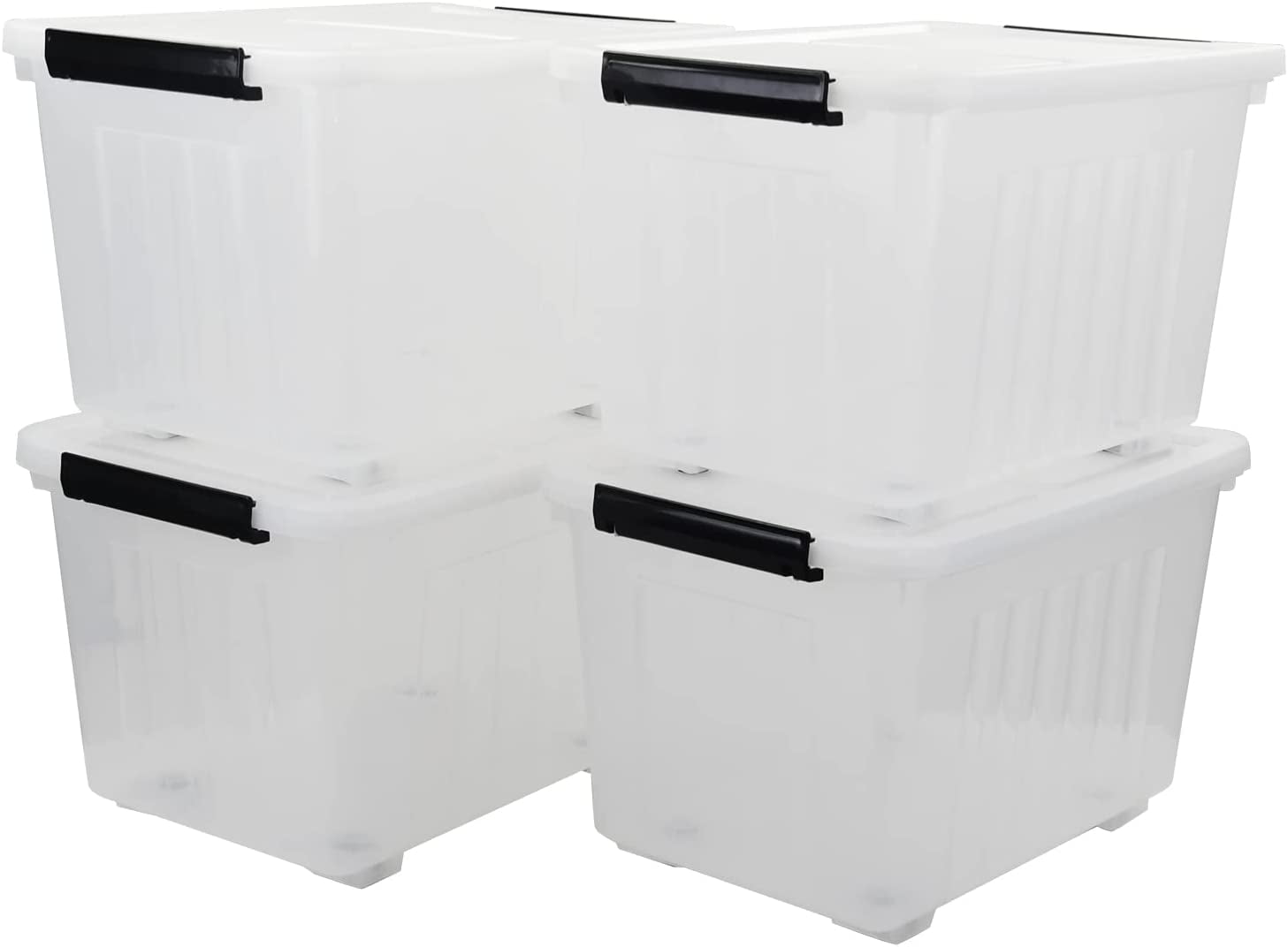 50 Quart Storage Boxes with Wheels, Large Plastic Storage Tote Bins Set ...