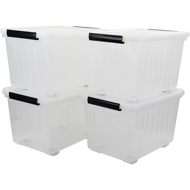 50 Quart Storage Boxes with Wheels, Large Plastic Storage Tote Bins Set ...