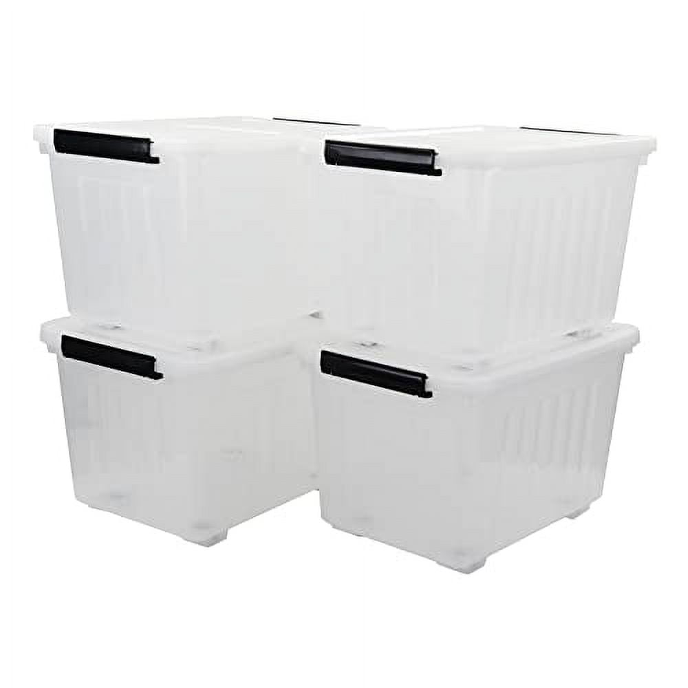 50 Quart Storage Boxes with Wheels, Large Plastic Storage Tote Bins Set ...