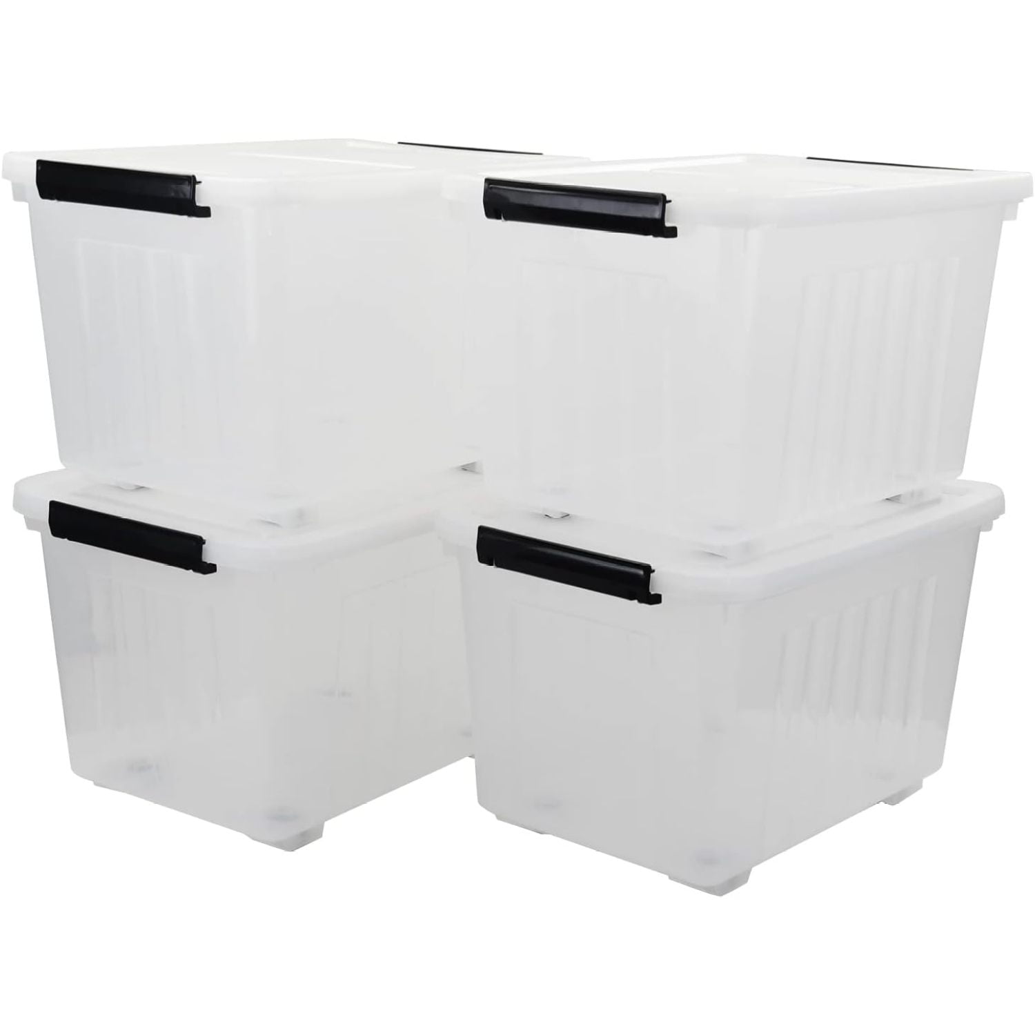 50 Quart Storage Boxes with Wheels, Large Plastic Storage Tote Bins Set ...