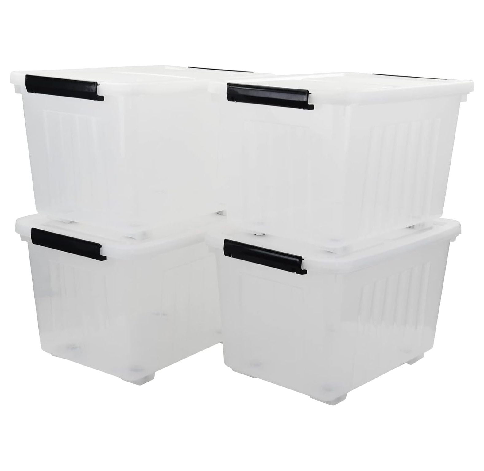 50 Quart Storage Boxes with Wheels, Large Plastic Storage Tote Bins Set ...